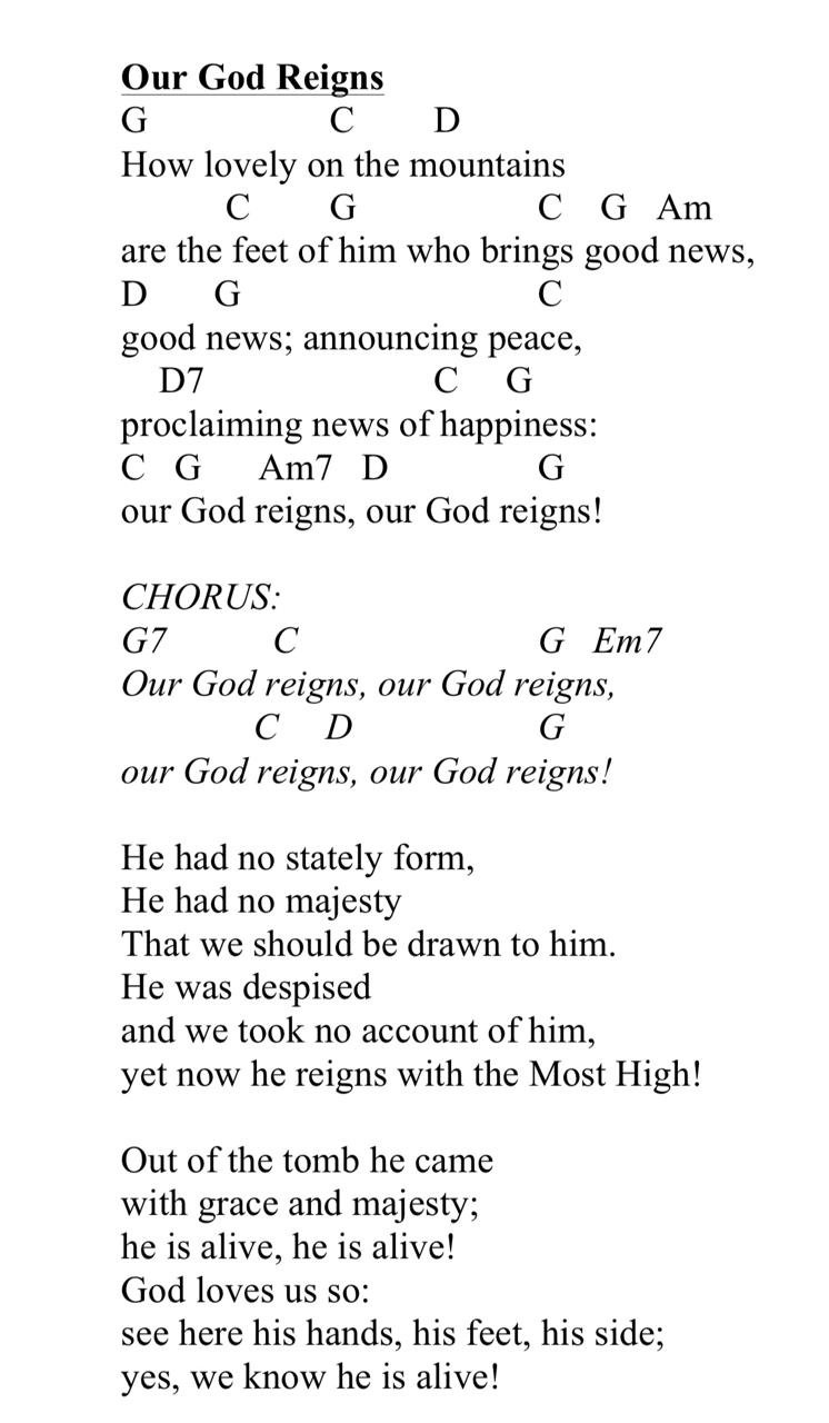 Song Lyrics - Our God reigns